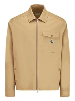 Moncler Cotton Gabardine Zip-up Shirt Jacket - Beige
