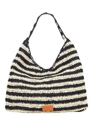 Seafolly Raffia Stripe Tote - Natural & Black