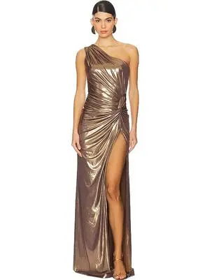 SAU LEE Zoey One-shoulder Gown - Brass