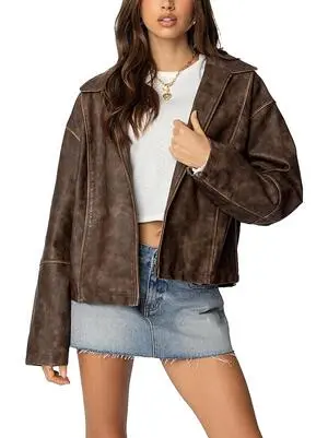 EDIKTED Oversized Jacket - Brown Washed