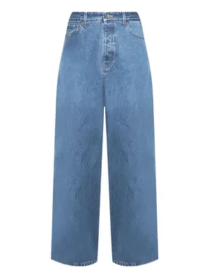 Vetements Logo-stitch Wide-leg Jeans - Blue