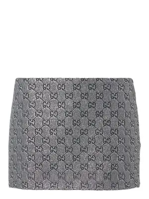 Gucci Gg Lamé Mini Skirt - Grey