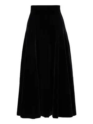 Norma Kamali Grace Velvet Midi Skirt - Black