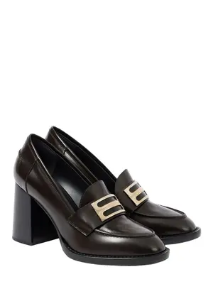 Victoria Beckham B Buckle Leather Loafer Pumps - Black