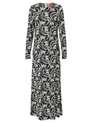 La DoubleJ Swing Printed Midi Dress - Black