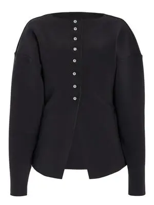BIRROT Bonded Crepe Cardigan - Black