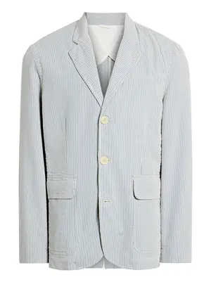ALEX MILL Striped Cupro-seersucker Blazer - Light Blue