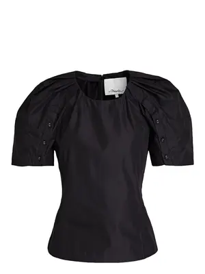 3.1 Phillip Lim Ruched Cotton-blend Poplin Top - Black
