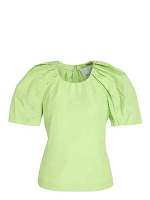 3.1 Phillip Lim Ruched Cotton-blend Poplin Top - Light Green