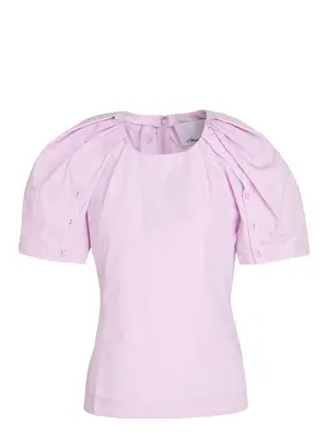 3.1 Phillip Lim Ruched Cotton-blend Poplin Top - Lilac