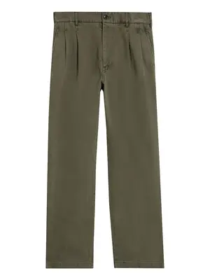 ALEX MILL Bedford Pleated Cotton-corduroy Suit Trousers - Army Green