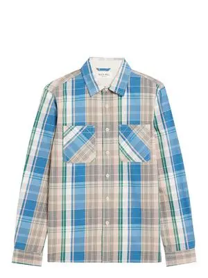 ALEX MILL Checked Cottontwill Shirt - Blue