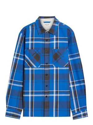 ALEX MILL Checked Cottontwill Shirt - Royal Blue