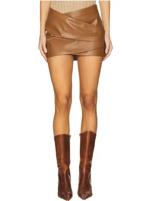 Superdown Evi Wrap Mini Skirt - Chocolate