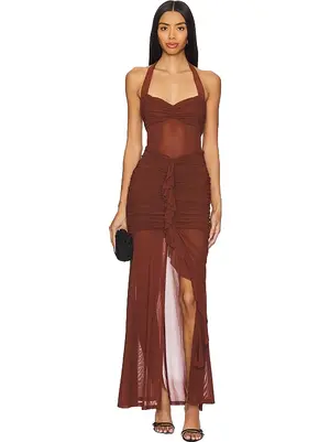 RUNAWAY THE LABEL Tallula Maxi Dress - Espresso