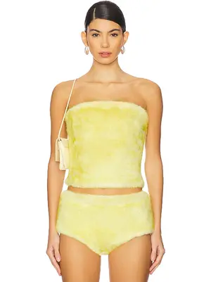 CULTNAKED Faux Fur Bandeau Top - Limelight