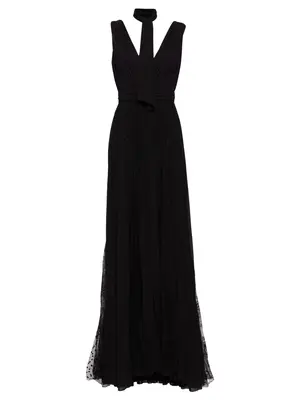 SAIID KOBEISY Pleated Lace Dress - Black
