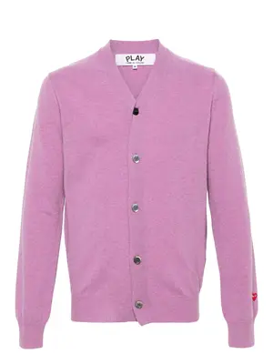 Play Comme Des Garcon V-neck Wool Cardigan - Purple