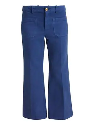 ChloƩ Cropped Bootcut Trousers - Blue Pant