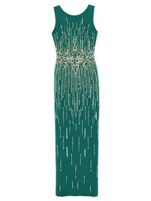 SAIID KOBEISY Crepe Beaded Gown - Green