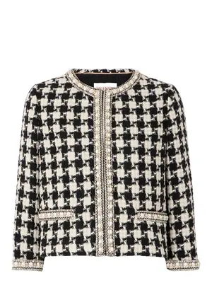 Valentino Garavani Embellished Checked Tweed Jacket - Black