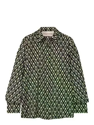 Valentino Garavani Printed Silk-twill Shirt - Black