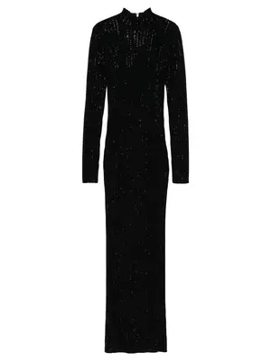 David Koma Rhinestone Knitted Maxi Dress - Black