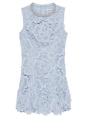 SELF-PORTRAIT Flower Lace Mini Dress - Blue