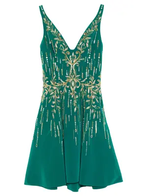 SAIID KOBEISY Crepe Beaded Dress - Green