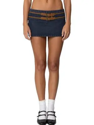 EDIKTED Skye Denim Miniskirt - Blue