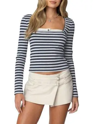 EDIKTED Stripe Long Sleeve Top - Mix