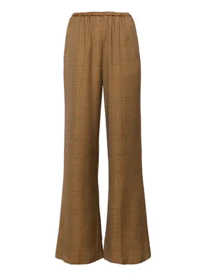 FORTE_FORTE Glen Check Flared Trousers - Caramel