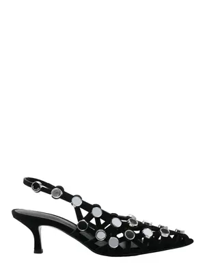 Attico 50mm Grid Slingback Pumps - Black