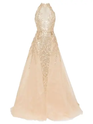 SAIID KOBEISY Saiid Kobeisy Beaded Halterneck Gown