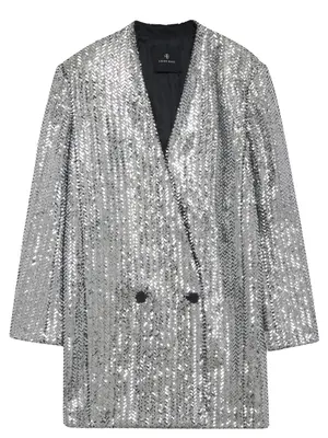 ANINE BING Veneda Sequined Dress - Silver