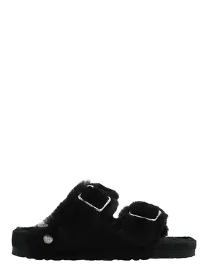 BIRKENSTOCK Arizona Shearling Slides - Black