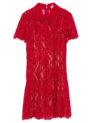 SELF-PORTRAIT Sequin Lace Mini Dress - Red