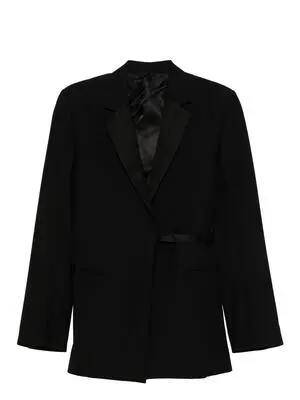 TOTEME Satin-lapels Wrap Blazer - Black