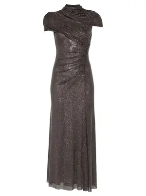 SELF-PORTRAIT Rhinestone Cut-out Midi Dress - Grey