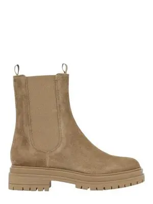 GIANVITO ROSSI Suede Chelsea Biker Boots - Beige