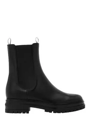 GIANVITO ROSSI Suede Chelsea Biker Boots - Black Calf