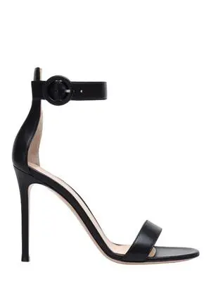 GIANVITO ROSSI Portofino 105 Open Toe Sandals - Black Leather