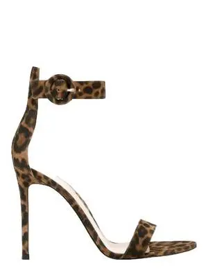 GIANVITO ROSSI Portofino 105 Open Toe Sandals Brown Suede