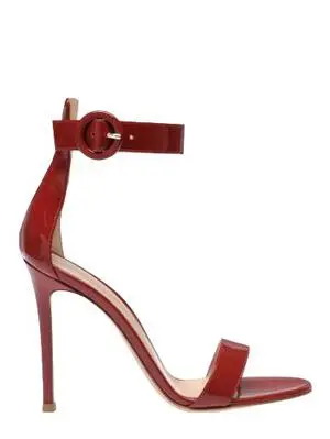 GIANVITO ROSSI Portofino 105 Open Toe Sandals Red Nappa
