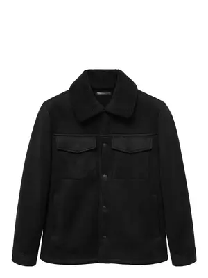 Mango Faux Shearling Jacket - Black