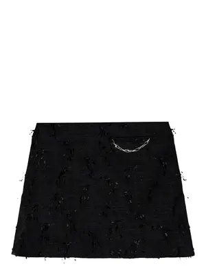 GANNI Fringed Tweed Mini Skirt - Black