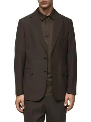 Mango Slim Fit Wool Blend Sport Coat - Brown
