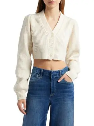 LoveShackFancy Avignon Wool & Cashmere Crop Cardigan - Ivory
