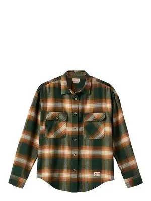 Brixton Bowery Plaid Flannel Button-up Shirt - Garden Topiary/washed Copper