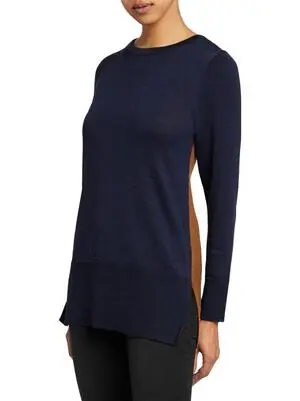 Santorelli Tori Color Block Knit Sweater - Space Blue